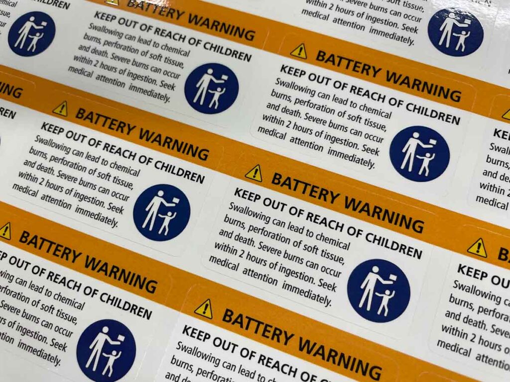 Button Battery Warning Sticker | Gowans & Son Printers